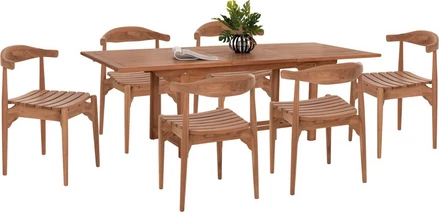 HomeMarkt Donny Σετ Τραπεζαρία Κήπου Ξύλινο 7τμχ Καφέ HM21292 ...