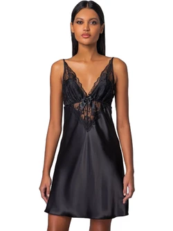 Milena By Paris Γυναικείο Νυχτικό Καλοκαιρινό Μαύρο 3455 | BestPrice.gr