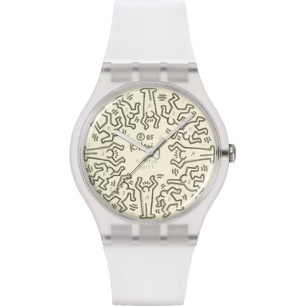 Swatch From The Archive Ανδρικό Ρολόι με Λευκό Καουτσούκ Λουράκι ...