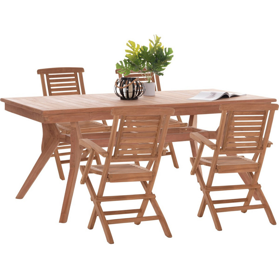 HomeMarkt Wonder Σετ Τραπεζαρία Κήπου Ξύλινο 5τμχ Καφέ HM21290 ...